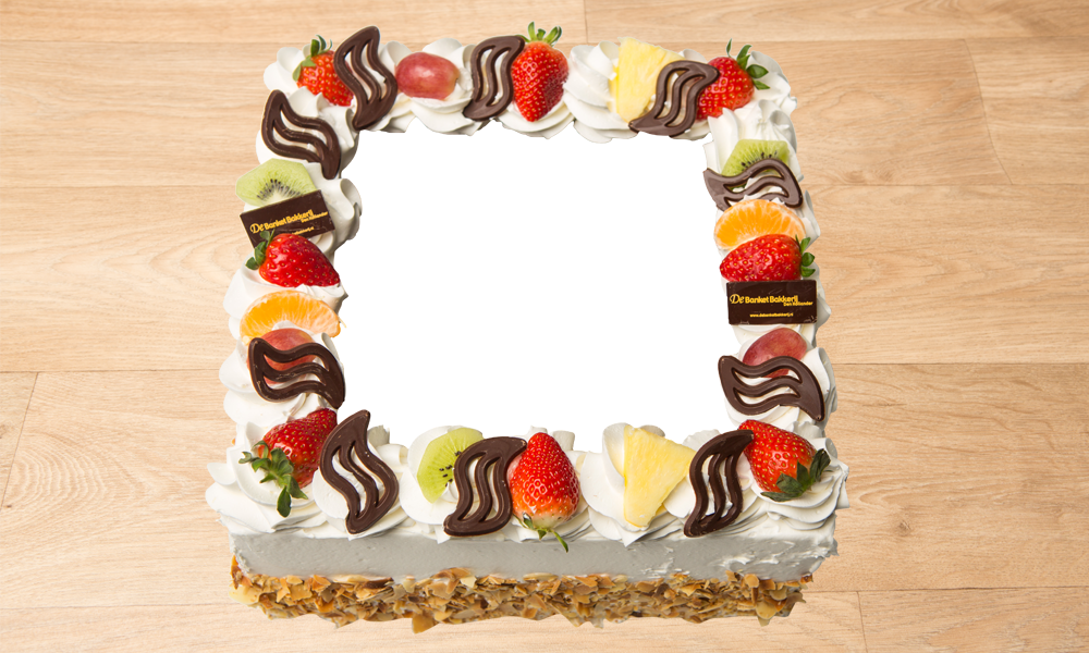 Slagroomtaart vierkant met eigen foto (max. 22 personen ...
